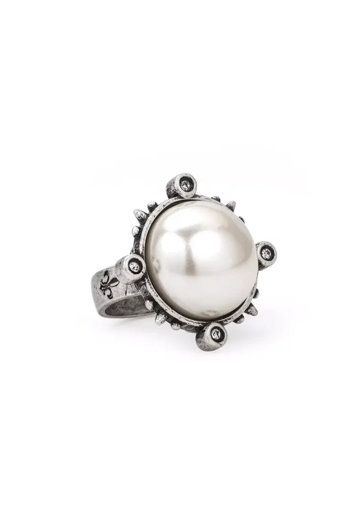 Spiked Ring - Silver, Pearl | French Kande