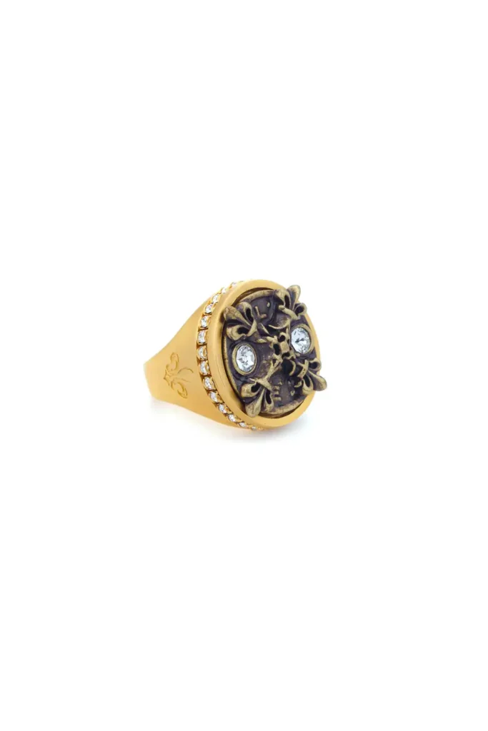 Austrian Crystal Signet Ring – Gold B | French Kande